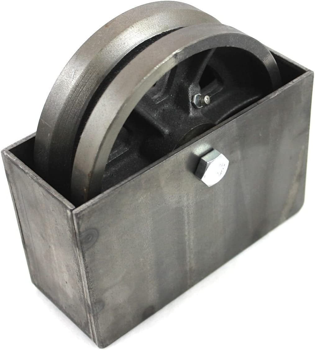 6" Cast Iron V-Groove Wheel with Weldable Steel Box for Sliding/Rolling ...