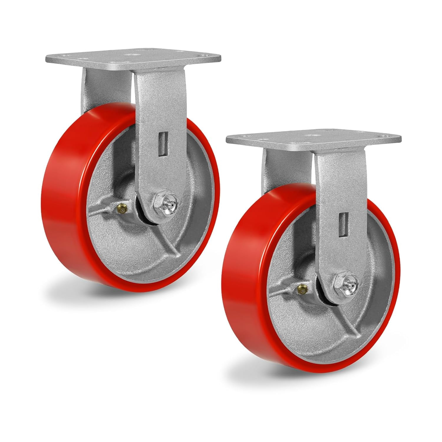 6" Caster Wheels Heavy Duty, Polyurethane Industrial Casters, Top Plate ...