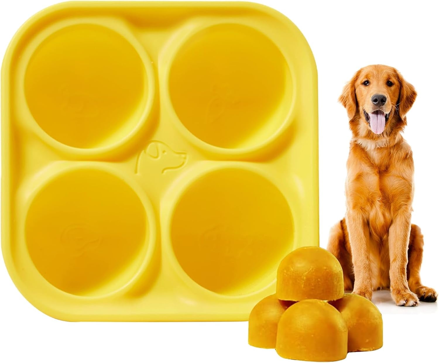 Silicone Dog Treats Molds for Large Dog Toy, 4 Cavities Reusable Dog ...