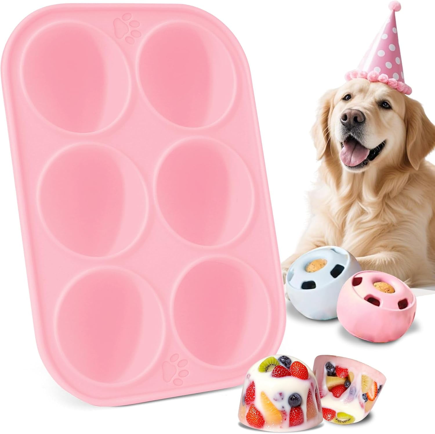 6 Cavities Silicone Dog Treat Molds for Woof Pupsicle & WOOF Party ...