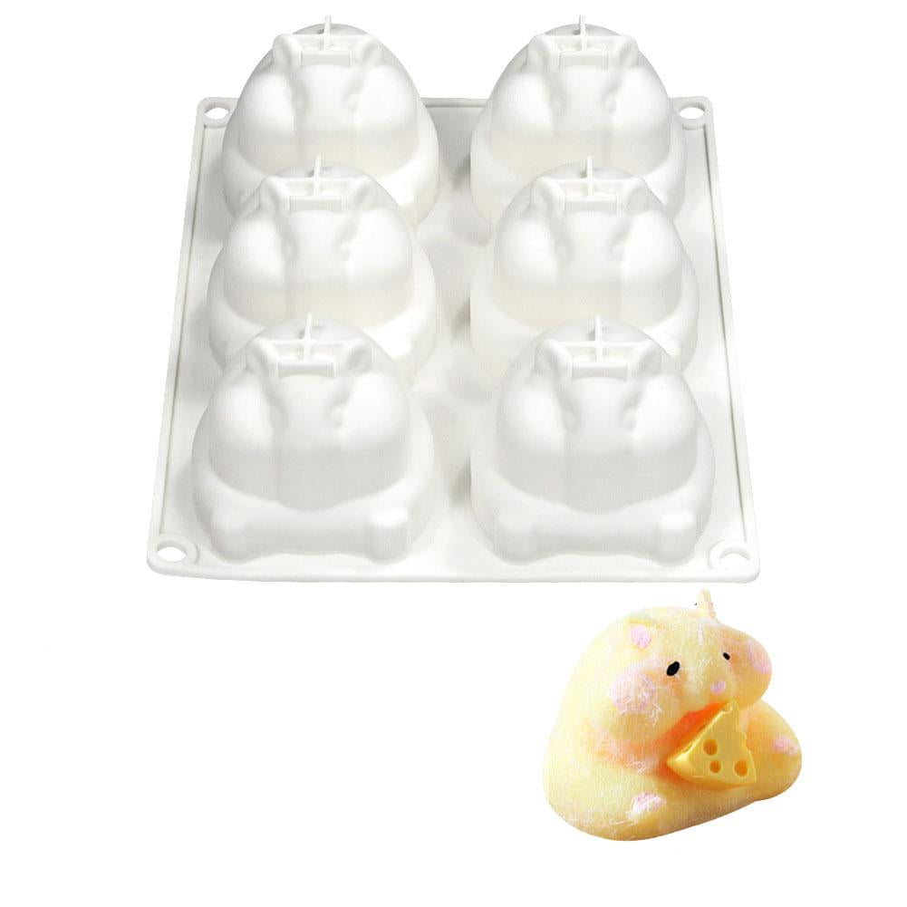 6 Cavities Small 3D Hamster Shape Silicone Mold Cake Baking Tray ...