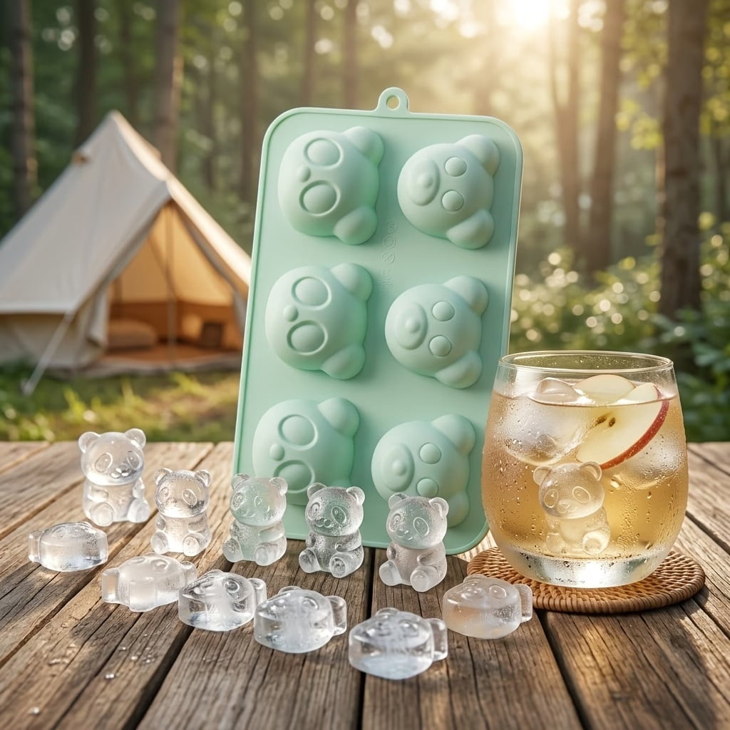 6 Cavity Bear Silicone Ice Cube Tray - Fun and Reusable Food-Grade ...