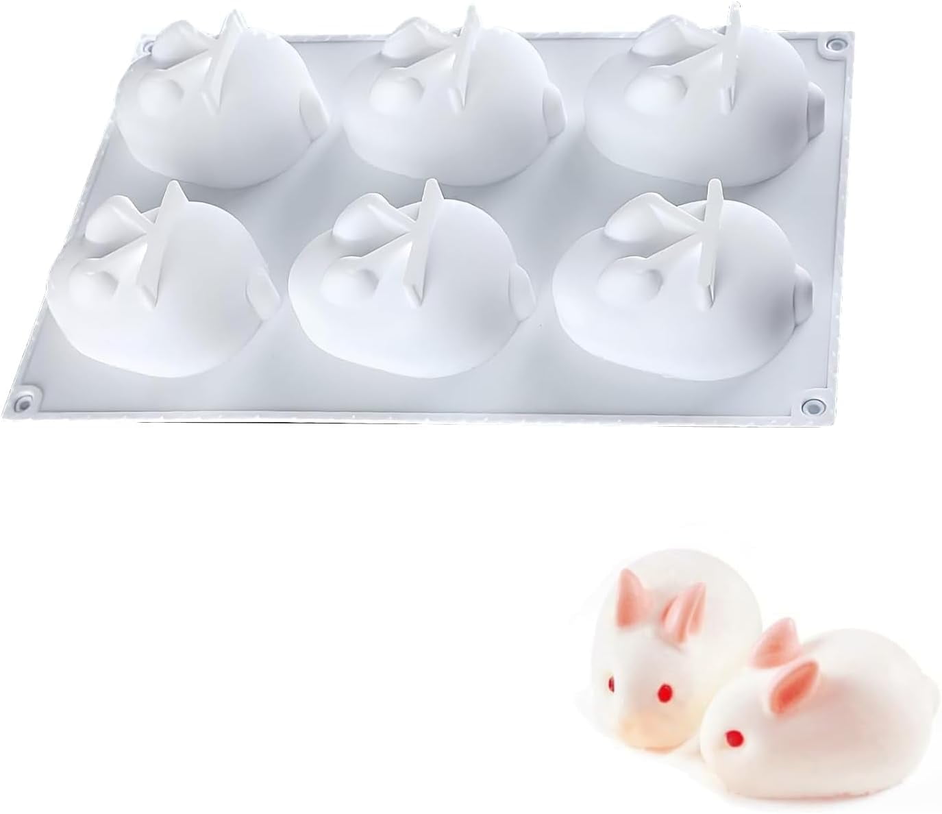 6 Cavity Bunny Silicone Mold,3D Baking Rabbit Shape Mousse Cake, for ...