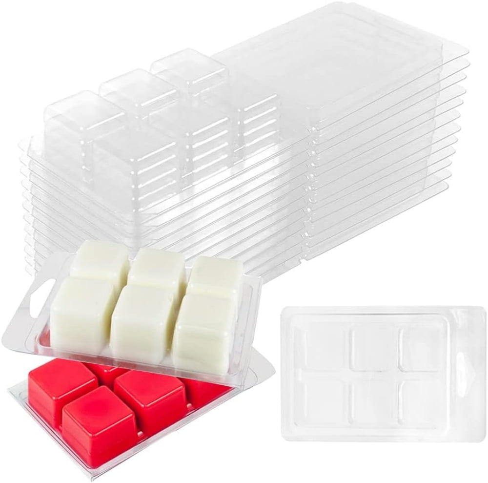 6 Cavity Cubes Clamshells- MODANU Wax Melt Containers for Tarts- Clear ...