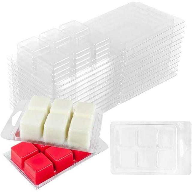 6 Cavity Cubes Clamshells- MODANU Wax Melt Containers for Tarts- Clear ...