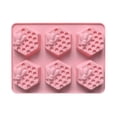 6-Cavity Honeycomb Bee Silicone Soap and Cake Mold, 3D Hexagon Shape ...
