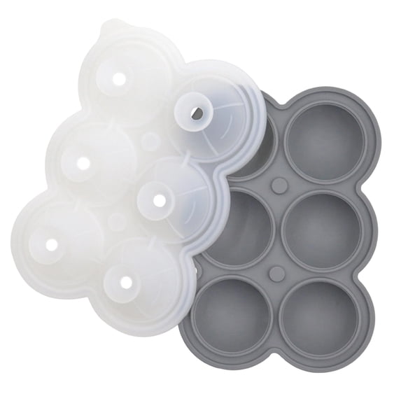 6 Cavity Ice Ball Maker with Lid & Funnel, 2.5 Inch Sphere Silicone Ice ...