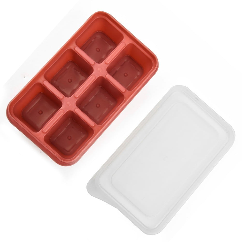 6 Cavity Ice Tray with Cover Kitchen Made DIY Ice Maker Silicone Ice ...
