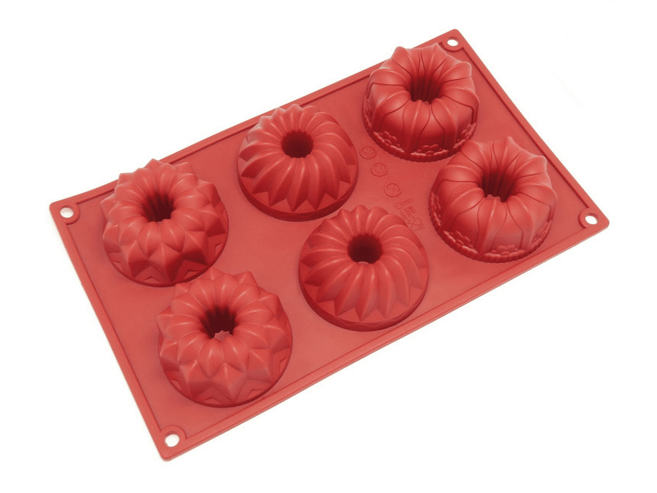 6-Cavity Mini Bundt savarin Cake Silicone Mold Chocolate Dount Cookie ...
