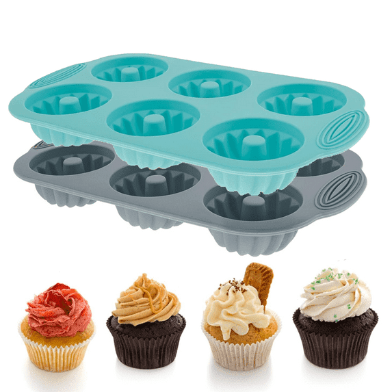6 Cavity Mini Small Fluted Tube Pan Silicone for Bundt Cake Pans for ...