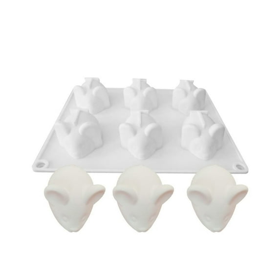 6-Cavity Mouse Shaped Silicone Mold Mousse Cake Decorating Mold Baking ...