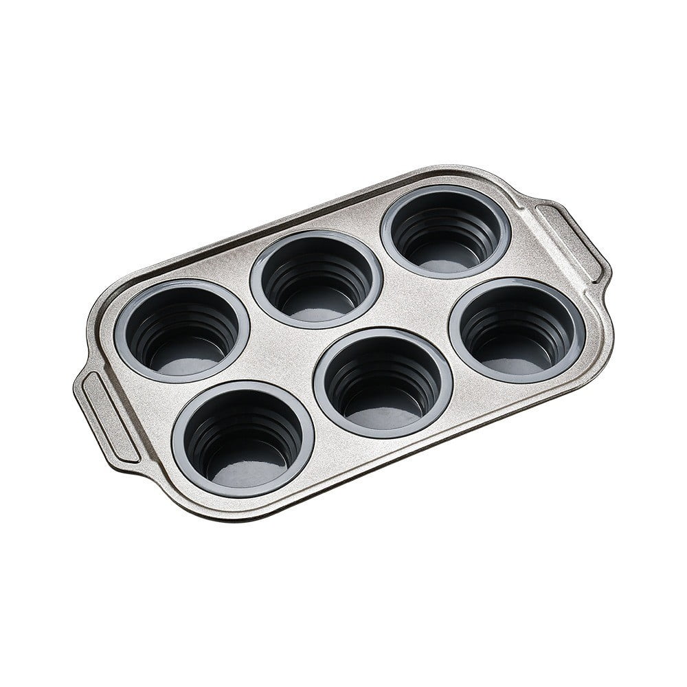6-Cavity Press Type Cake Mold, Nonstick Silicone Baking Mold for Cakes ...