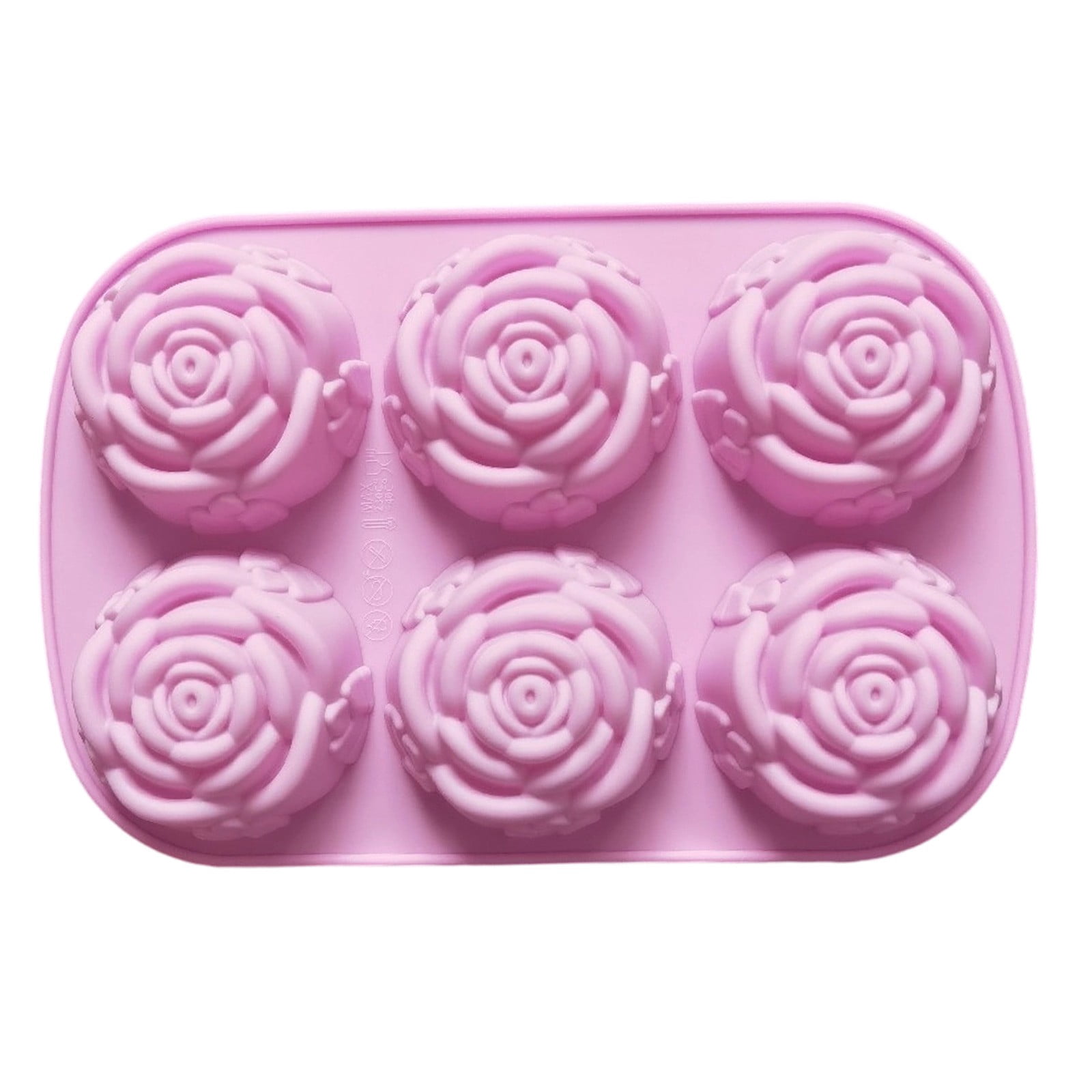 6 Cavity Rose Shape Silicone Mold - For Candles, Soap Making, Heat ...