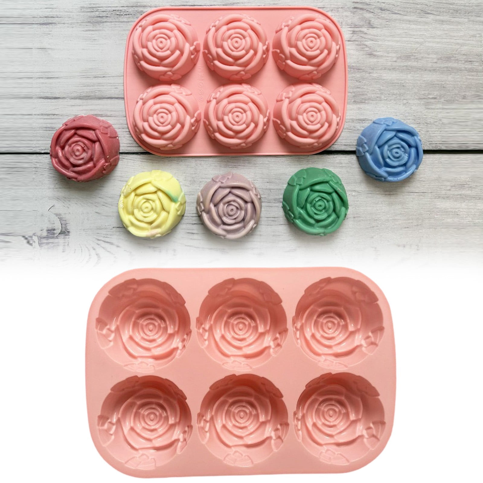 6 Cavity Rose Silicone Mold for Candles Soap Making, Heat & Cold ...