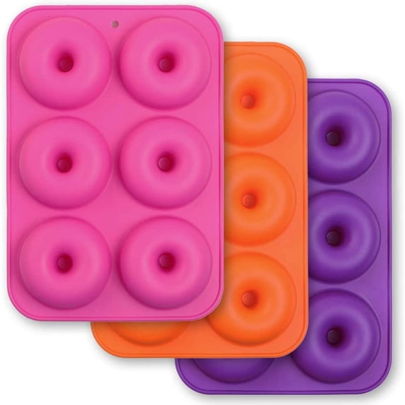 6-Cavity Silicone Donut Mold, Silicone Bagel Mold, Non-Stick Donut Mold ...