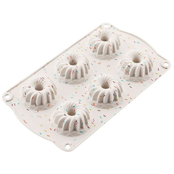 6-Cavity Silicone Fluted Tube Cake Pan with Metal Reinforced Frame, Non ...