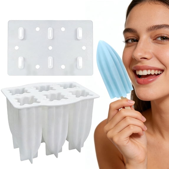 6-Cavity Silicone Popsicle Mold, BPA-Free Ice Pop Maker with Lid, Easy ...