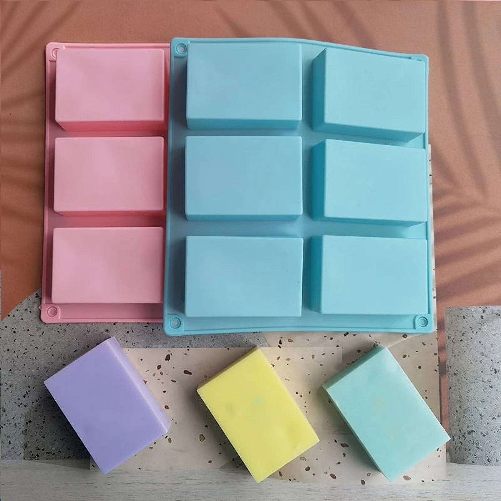 6 Cavity Square Plain Soaps Mold Rectangle DIY Handmade Soap Form Tray ...