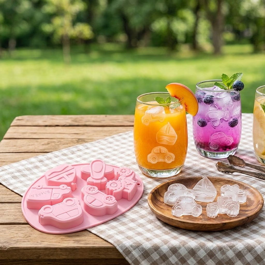 6 Cavity Transportation Vehicle Silicone Ice Cube Tray - Fun Ice Mold ...