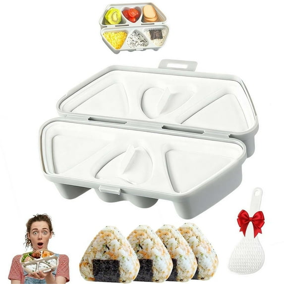 6-Cavity Triangle Onigiri Mold Set, Rice Ball Press for Sushi, Seaweed ...