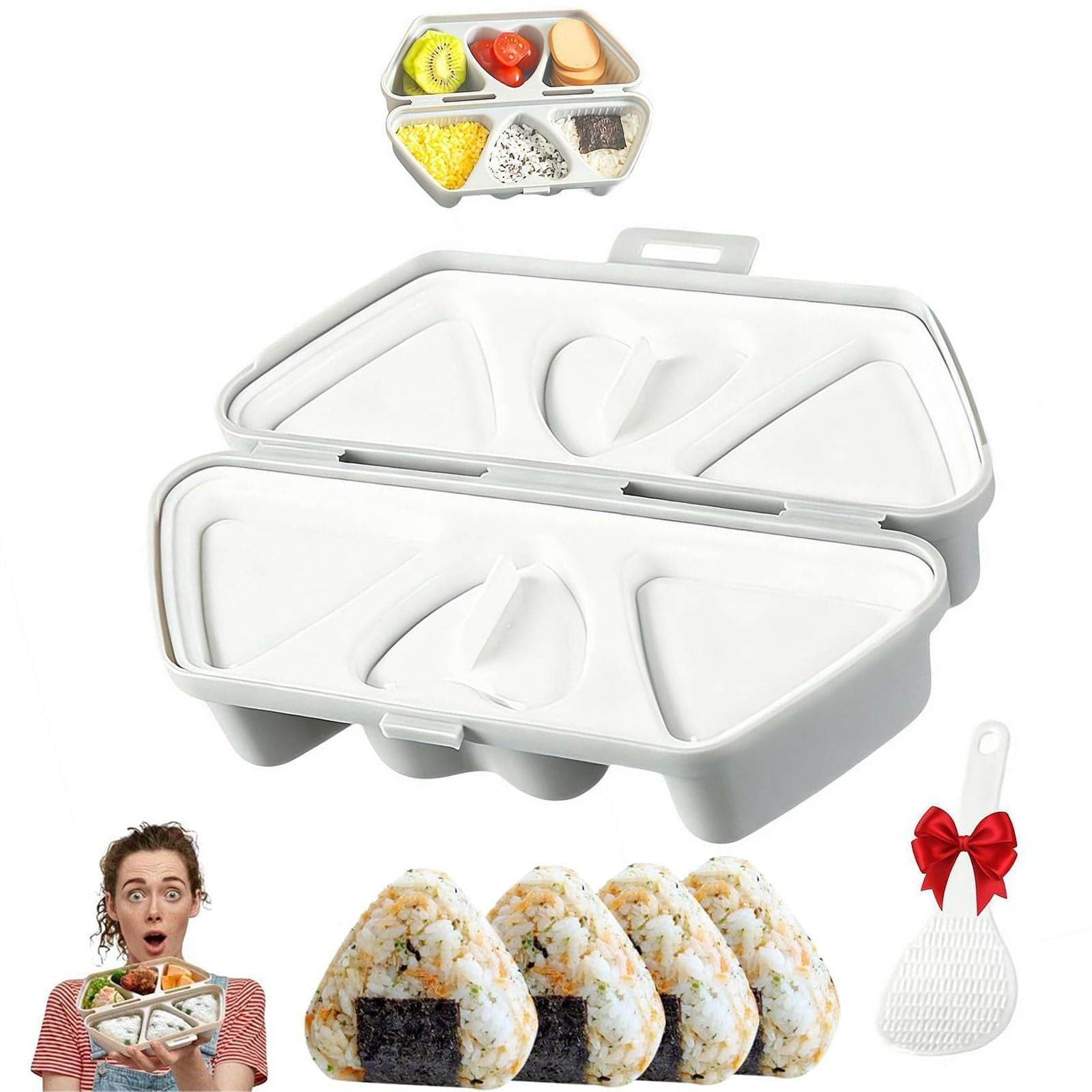 6-Cavity Triangle Onigiri Mold Set, Rice Ball Press for Sushi, Seaweed ...
