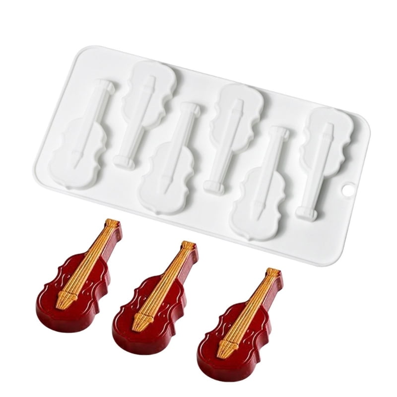 6 Cavity Violin Silicone Mousse Mould Chocolate Baking Mold Cake ...