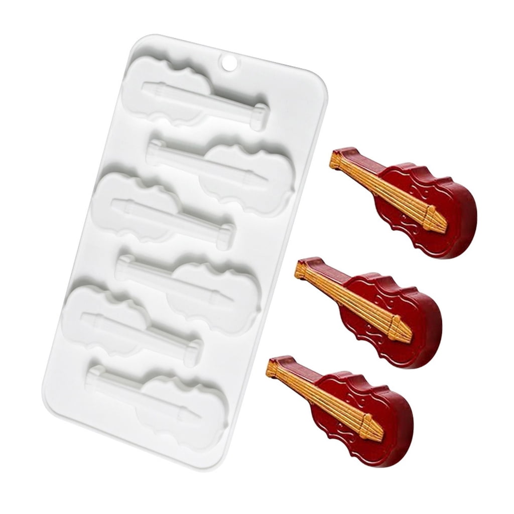 6 Cavity Violin Silicone Mousses Chocolate Mold Cake Decorating Tool ...