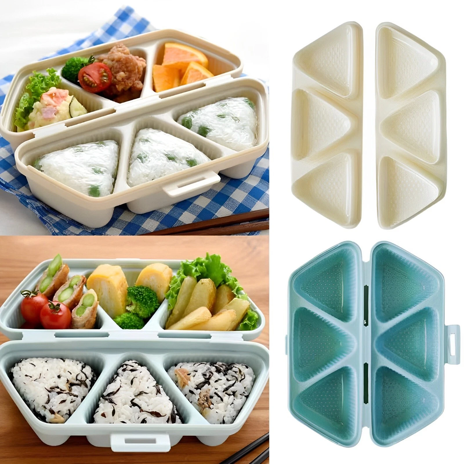 6 Cell Triangle Sushi Mold Onigiri Rice Ball Bento Press Maker Mold ...