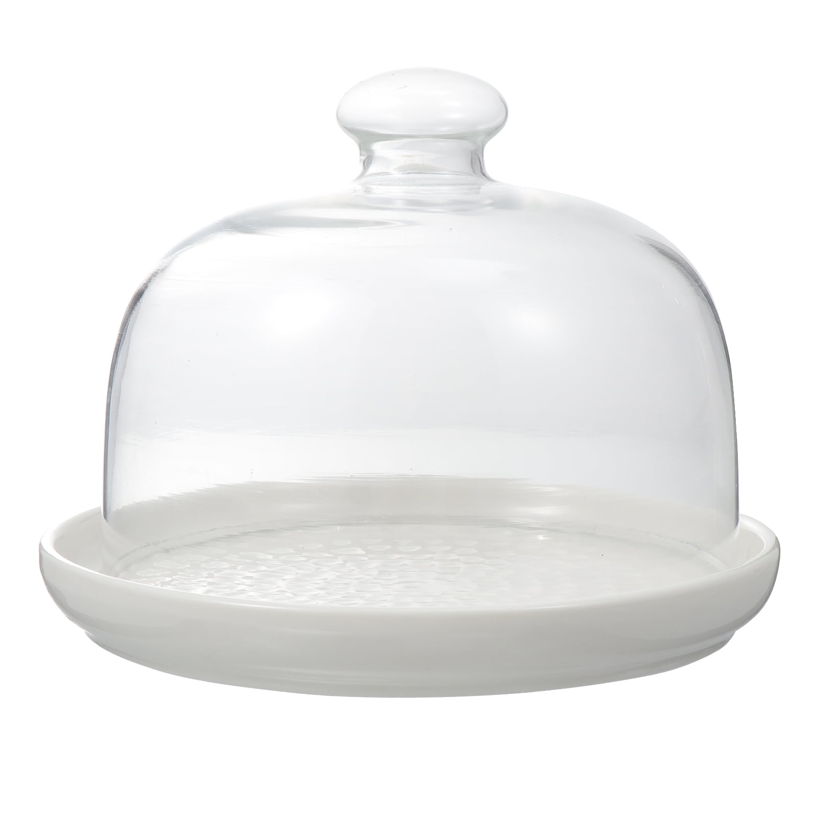 6" Ceramic Cake Stand Pastry Dome - Round Cupcake Holder with Cover ...