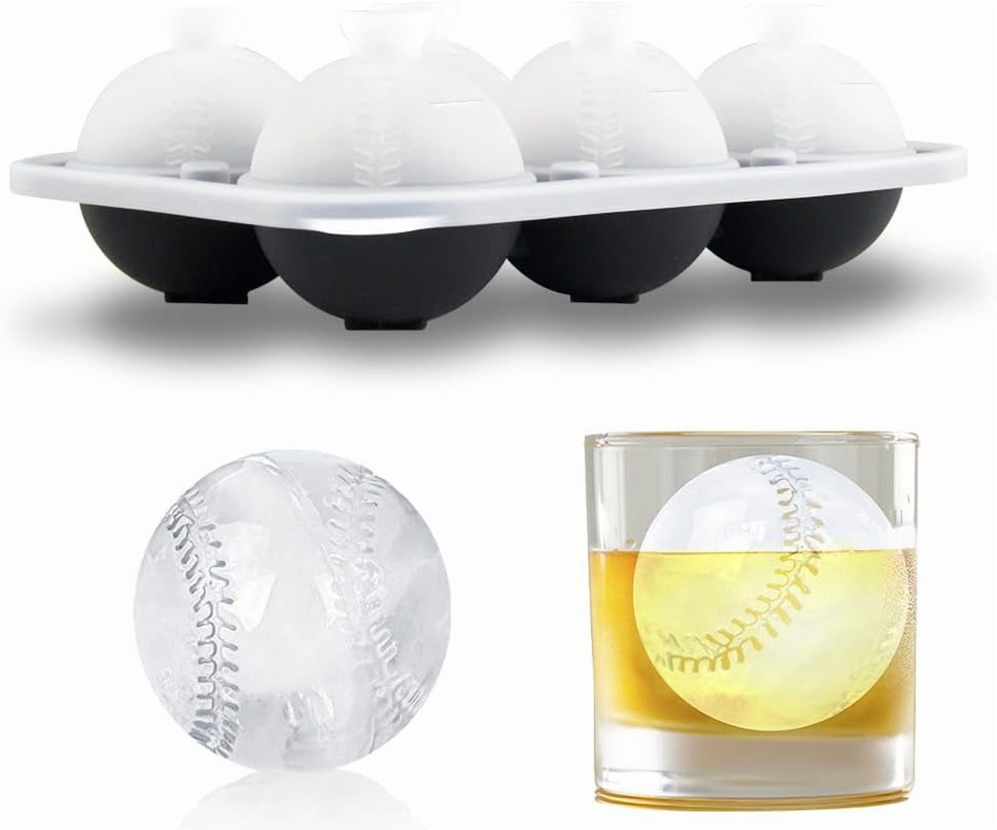 6 Chamber 2.2" 3D Baseball Gifts Ice Cube Tray With Funnel,Large Round ...