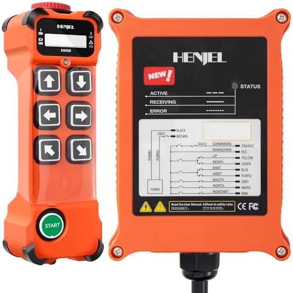 6 Channel 12-65V 12V 24V DC Industrial Wireless Crane Radio Remote Control for Electric Chain ...