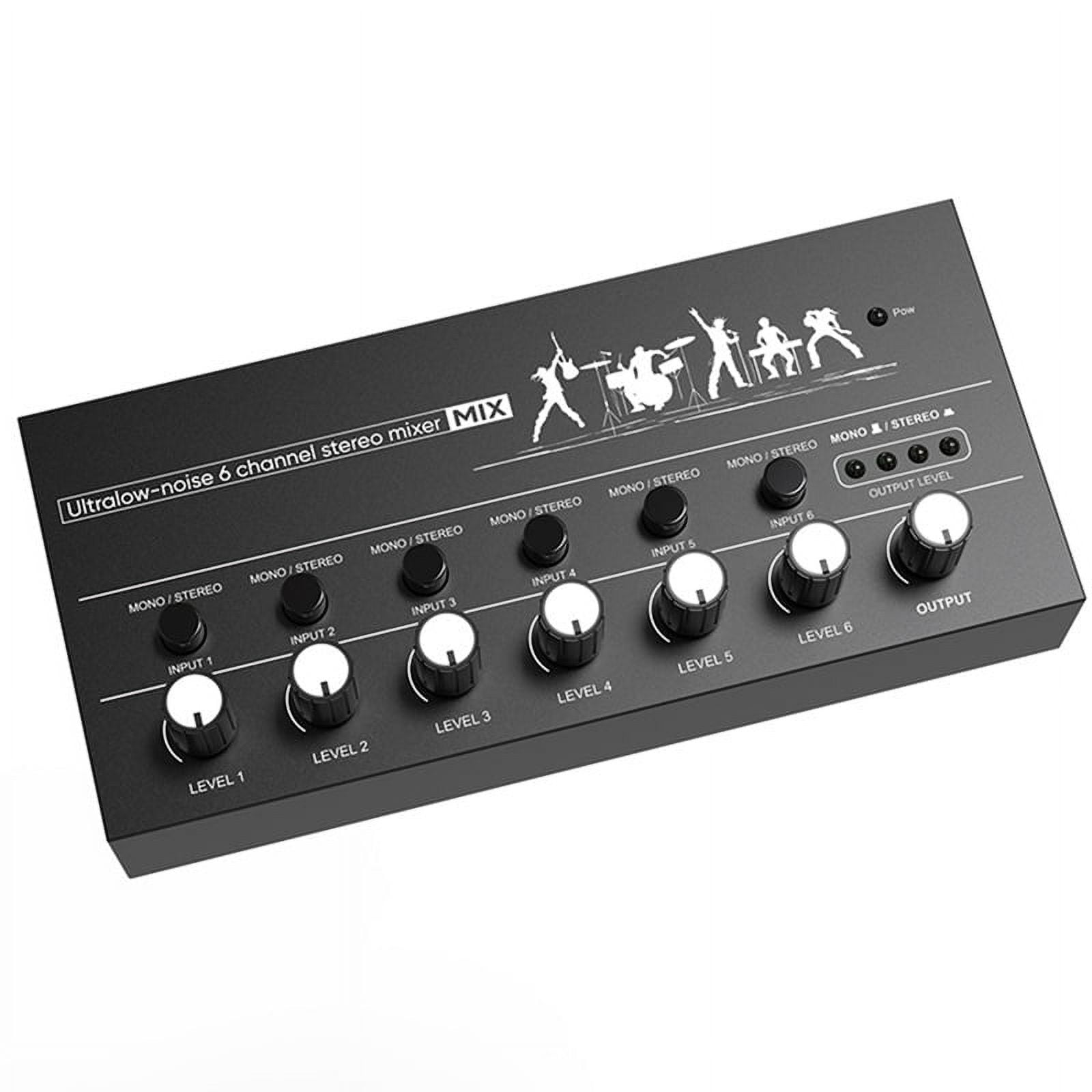6-Channel Audio Mixer Ultra Low Noise Line Mixer Easy Operation Stereo ...