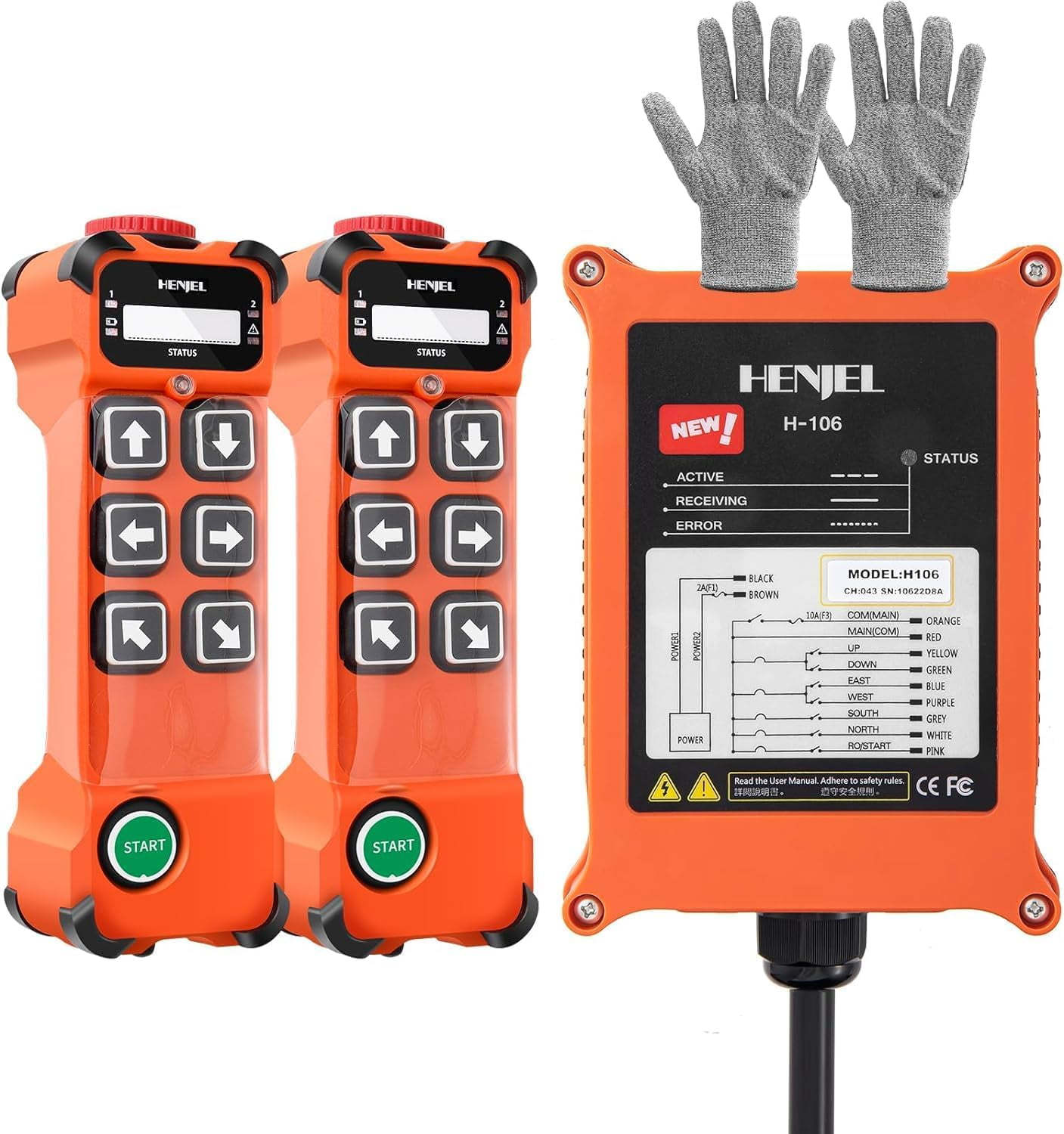 6 Channel Industrial Wireless Crane Radio Remote Control 24-264V 24V 110V 220V for Electric ...