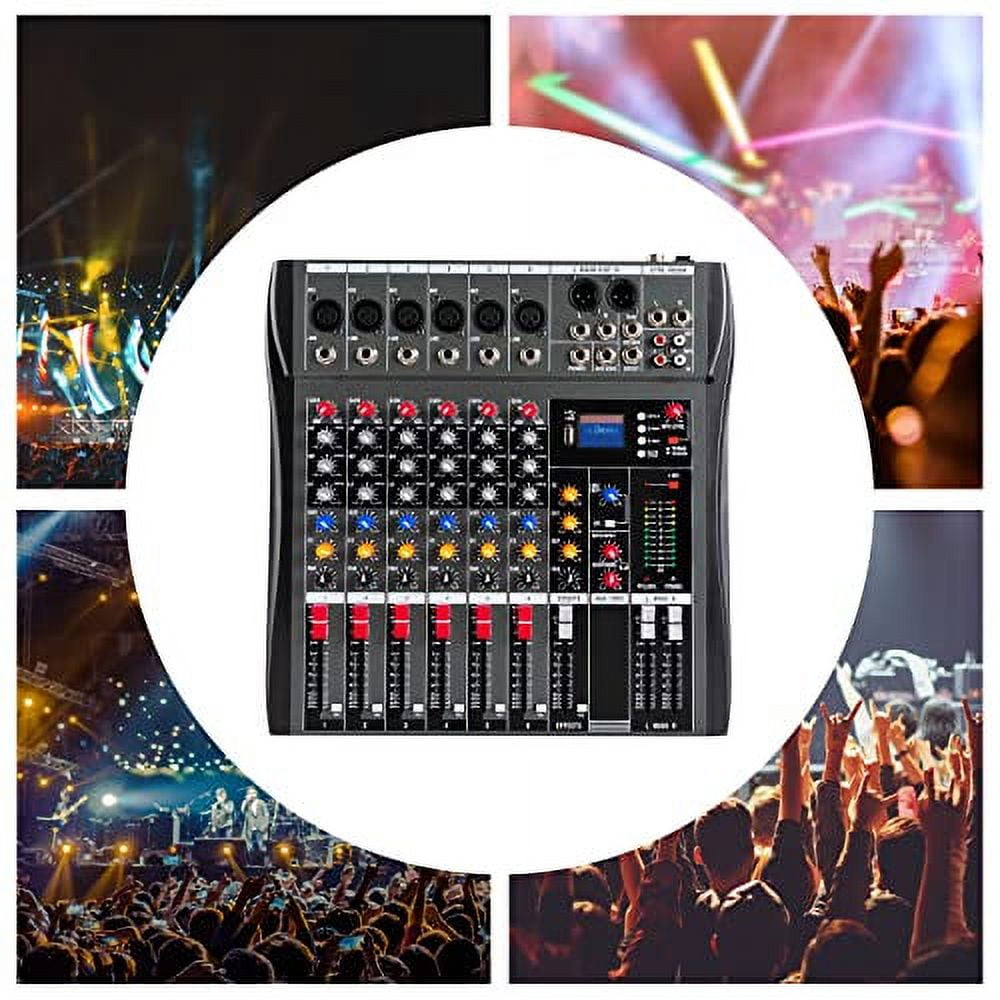 6 Channel Mini Audio Mixer USB DJ Stage Live Sound Board Console ...
