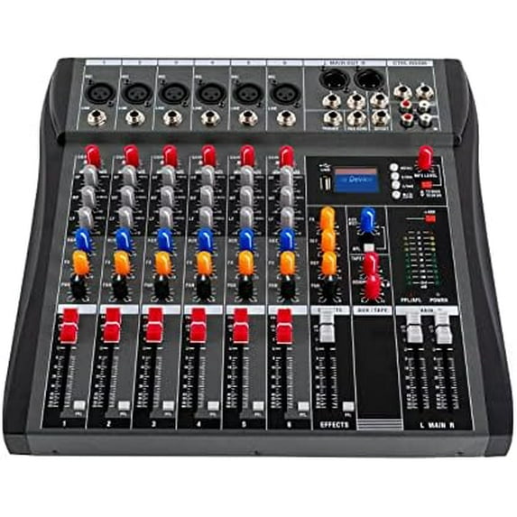 6 Channel Mini Audio Mixer USB DJ Stage Live Sound Board Console ...