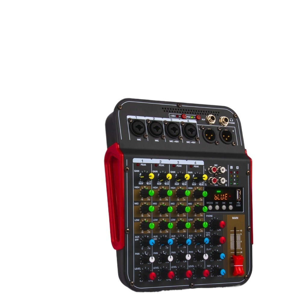 6 Channel Mixer Portable Mixing Console USB Interface 48V Phantom Power ...