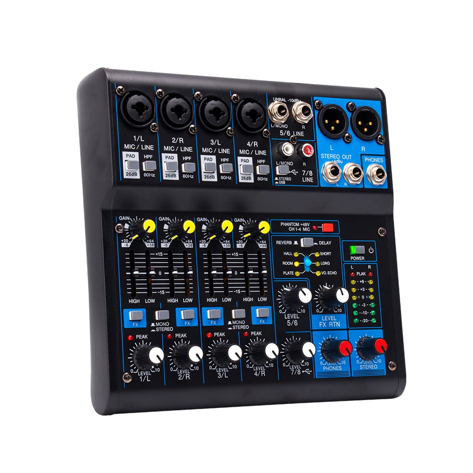 6 Channel Mixer Portable Sound Mixing Console USB Interface Computer ...