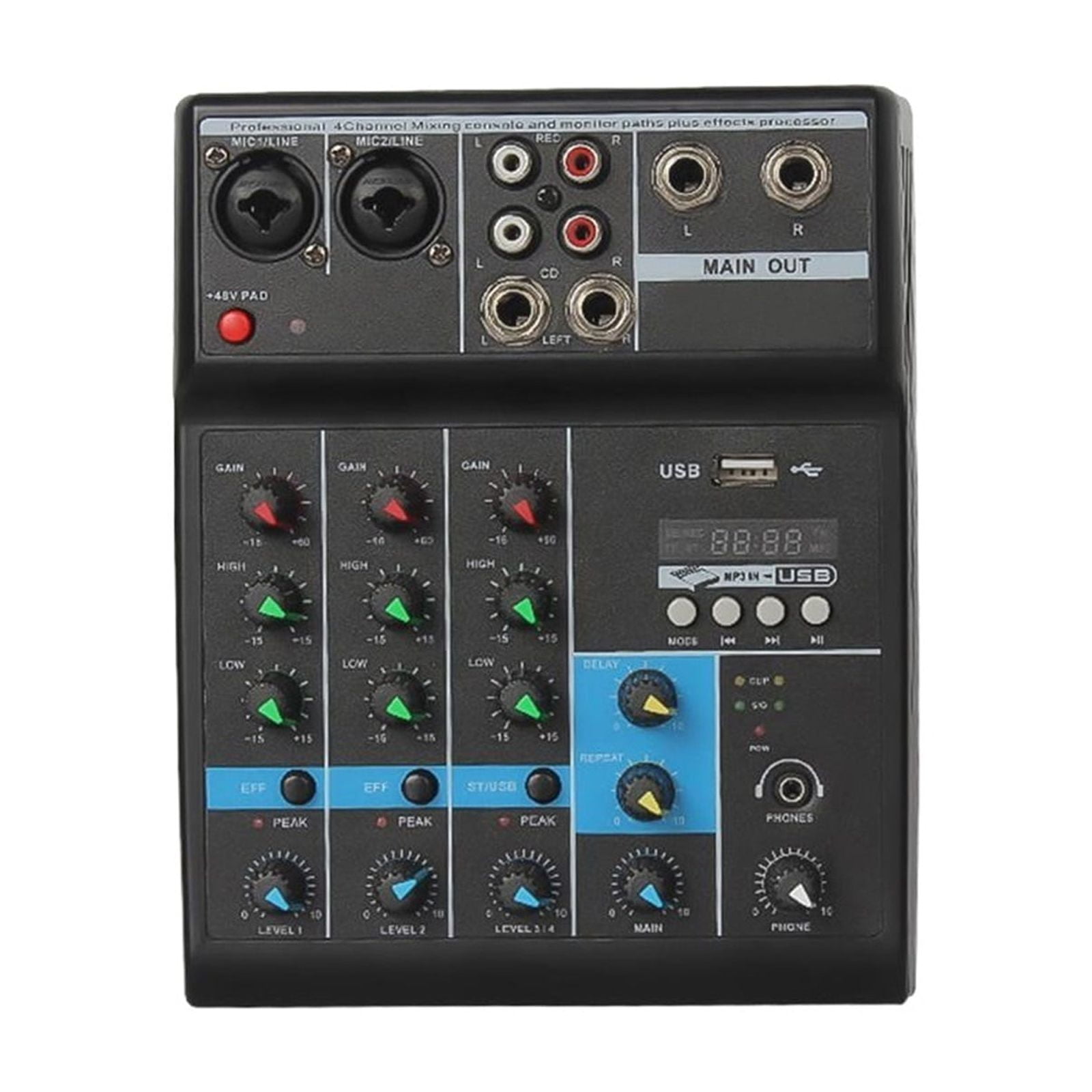6-Channel Mixing Console Audio Mixer Outdoor Conference Audio USB ...
