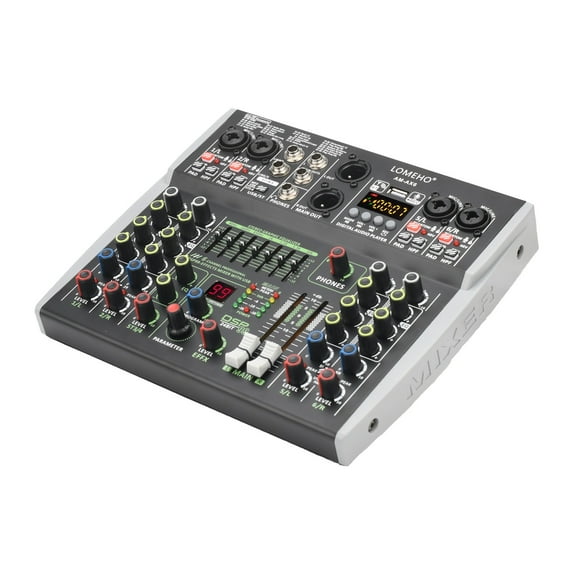 6 Channel Mixing Console Bluetooth 7 Band EQ Sound Mixer 48V 99 DSP ...