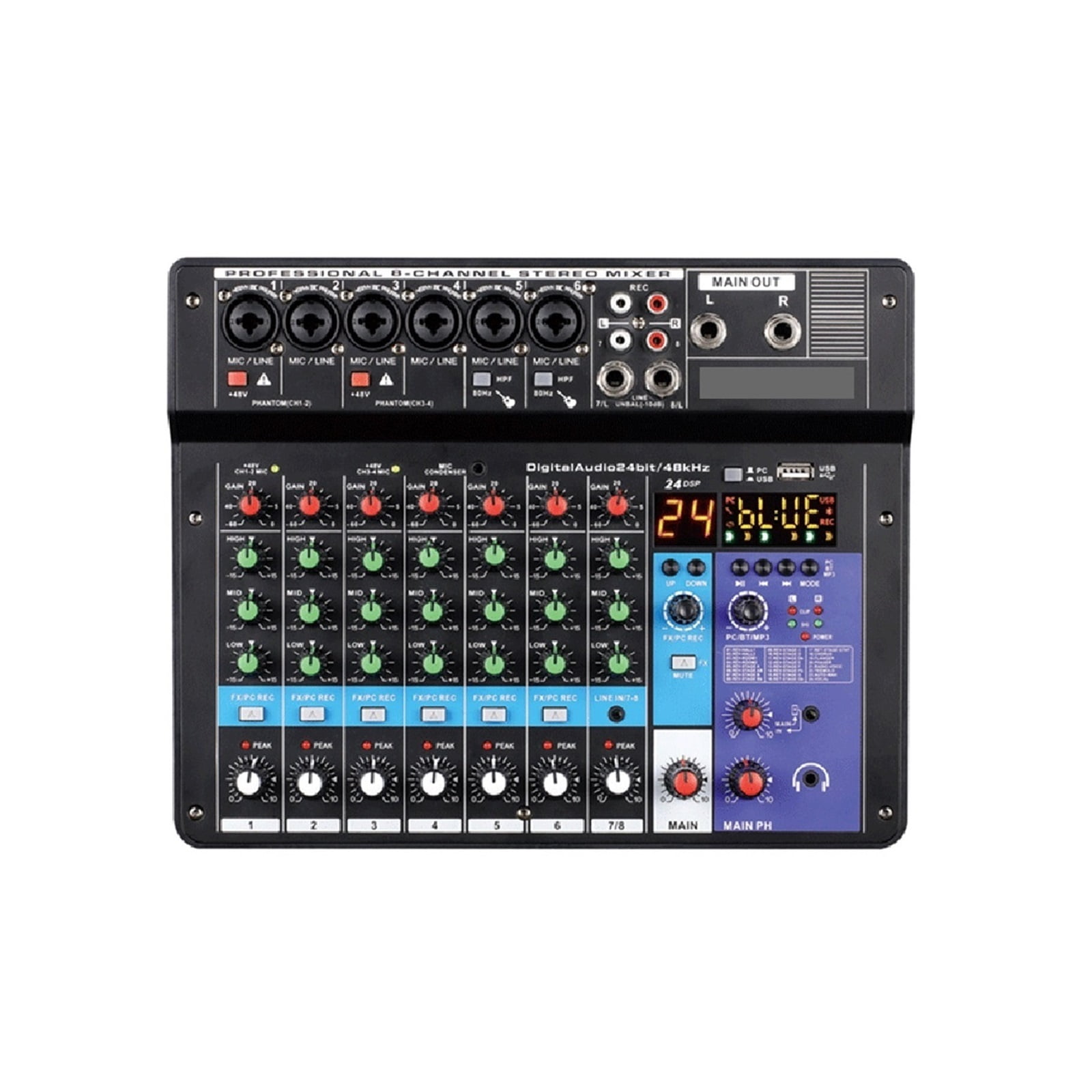 6 Channel Professional Mixing Console Soundcard USB Play Record DJ ...