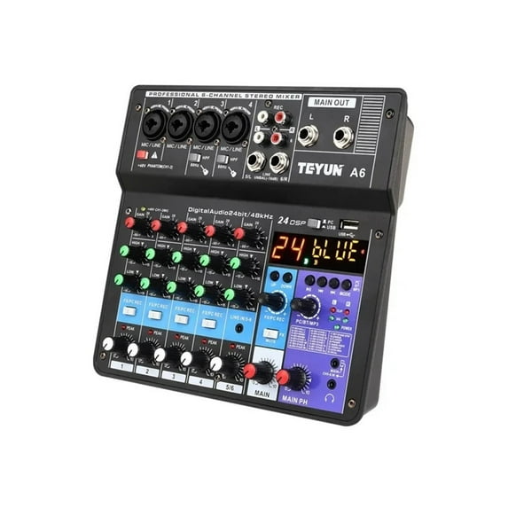 6 Channel Professional Portable Mixer Sound Mixing Console Computer ...