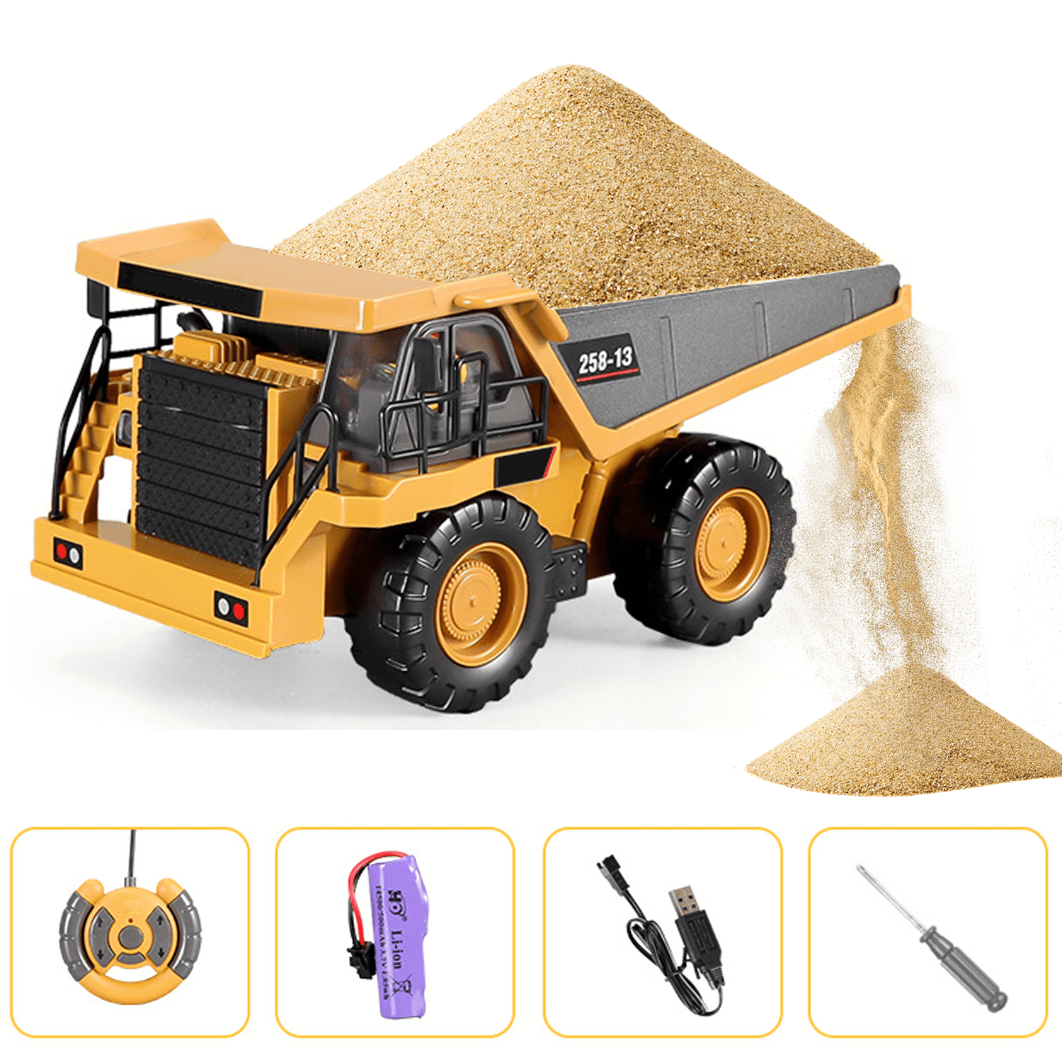 6 Channel Remote Control Dump Truck with Box Dump Truck Toys 1/24 Scale ...