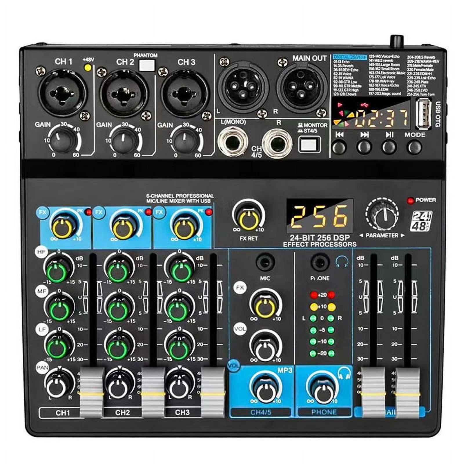 6-Channel Small Multi-Function Mixer for Stage Performances, Karaoke ...