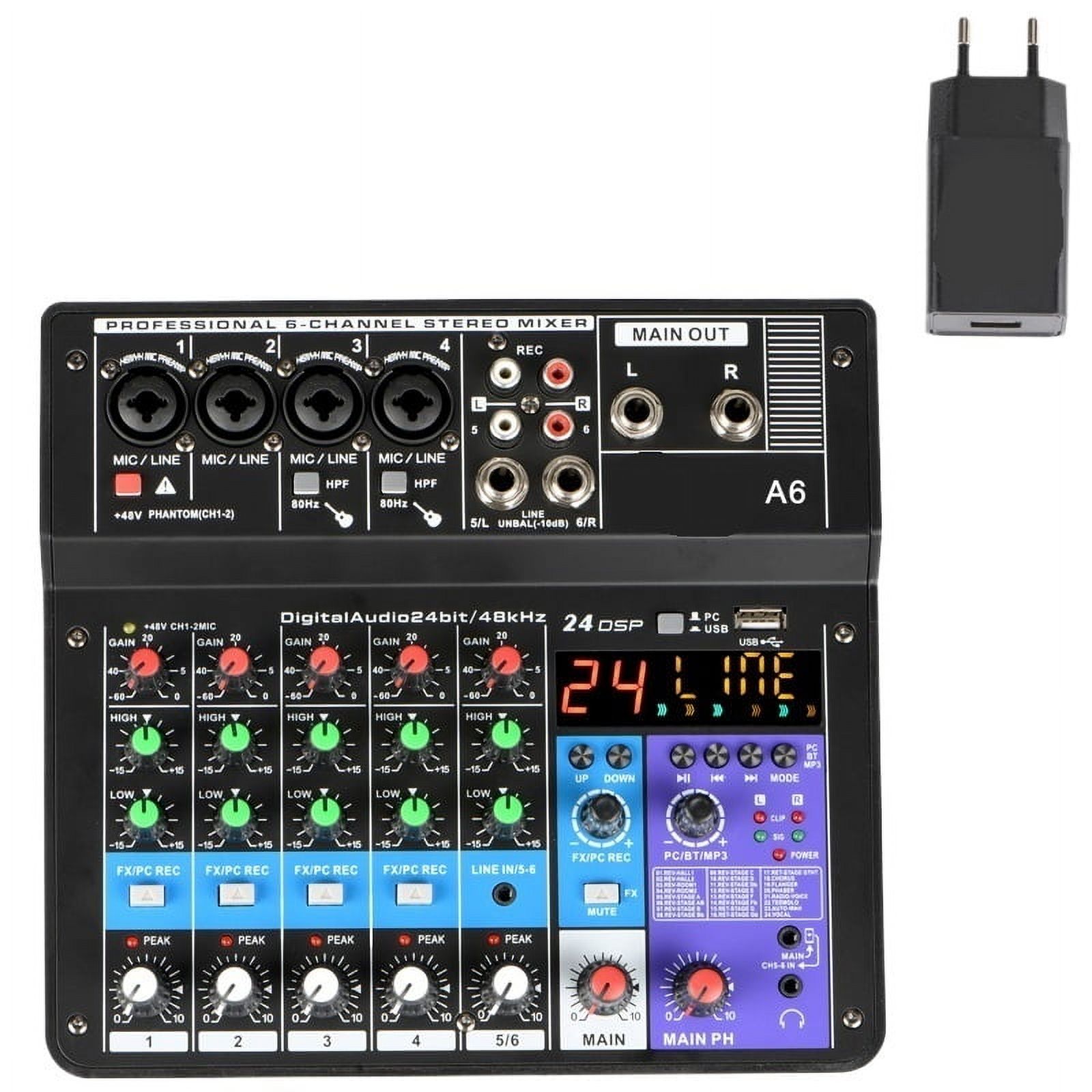 6 Channels Audio Mixer Portable Bluetooth Sound Mixing Console ...