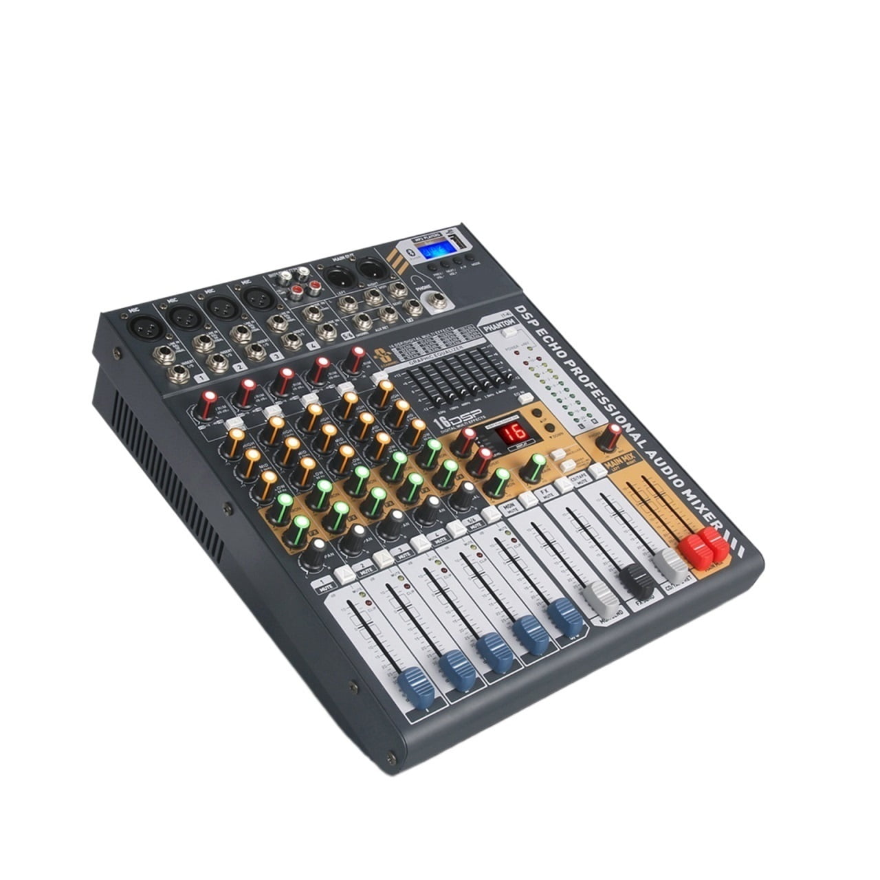 6 Channels Mixer Dj Consoler With 48V Phantom Power USB For Recording ...