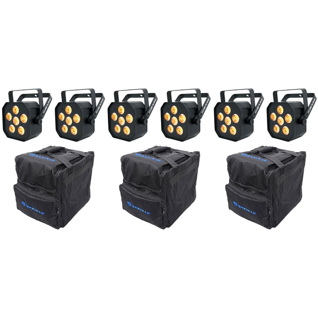 6 Chauvet DJ EZLink Par Q6BT ILS RGBA Bluetooth Rechargeable Wash Up ...