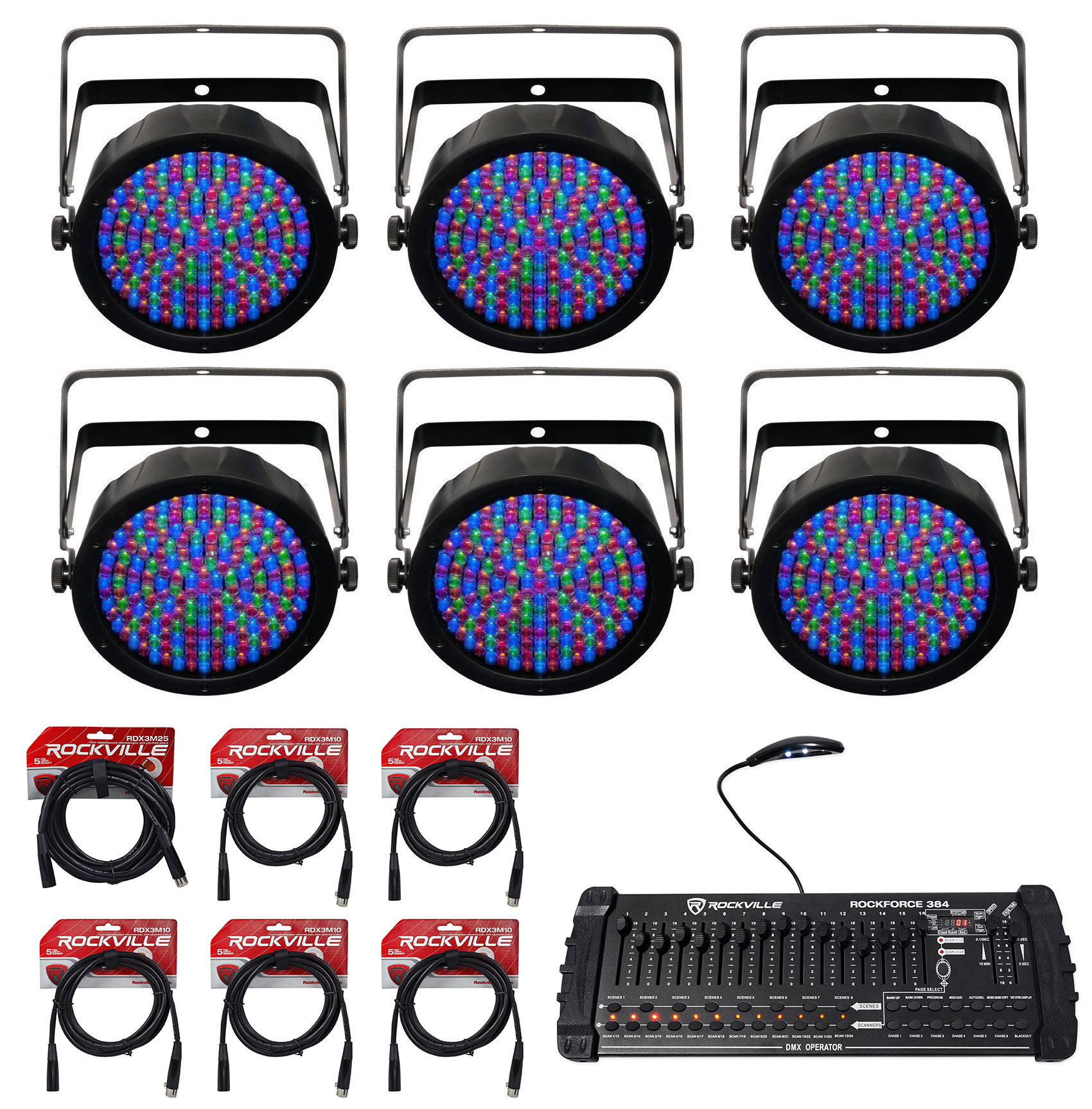 (6) Chauvet SlimPAR 64 RGBA LED Wash Lights Slim Par SlimPAR64+DMX ...