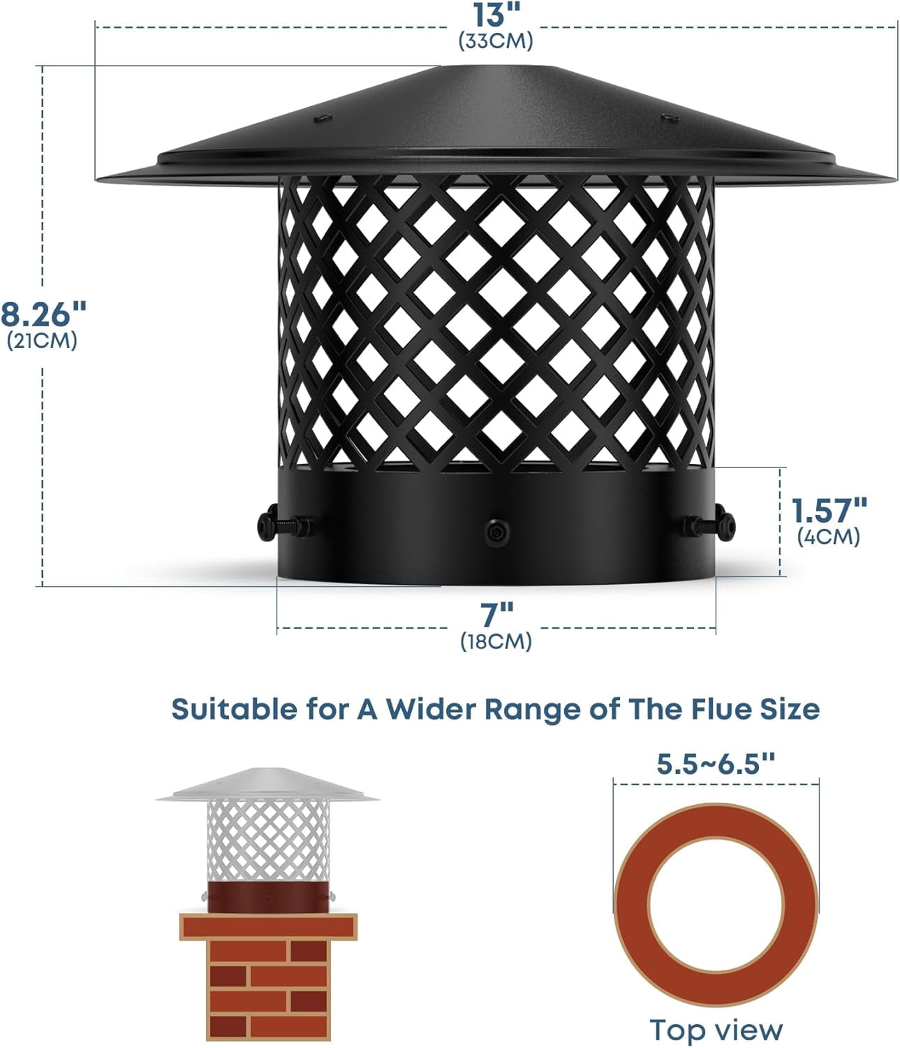 6" Chimney Cap, Fireplace Round Chimney Cover for Outside Adjustable ...