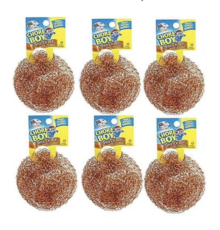 6 Chore Boy Copper Scrubber Scouring Pad 100% Pure Copper New Steel ...