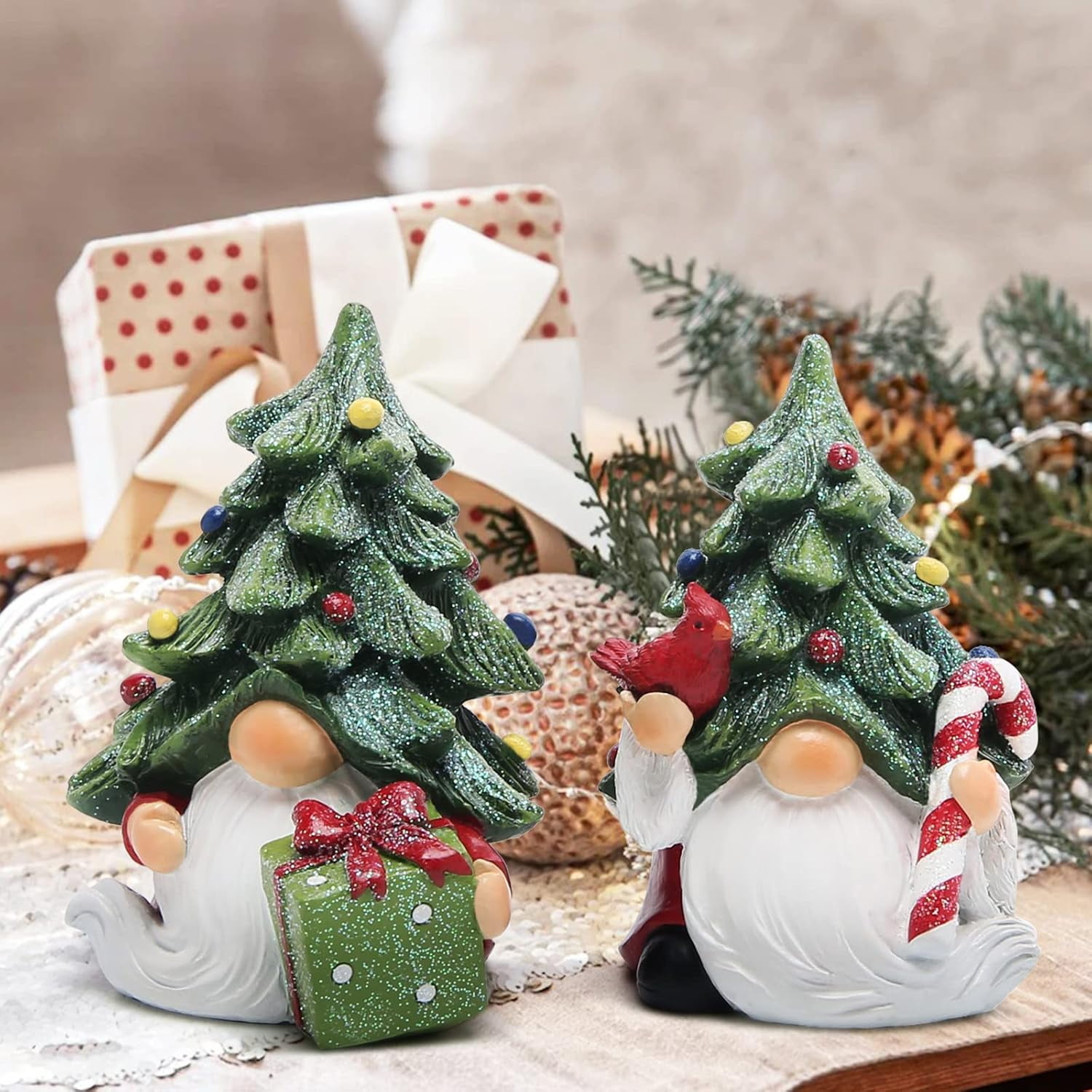 6" Christmas Gnome Decorations Xmas Tree Gnome Figurines Decor Handmade ...